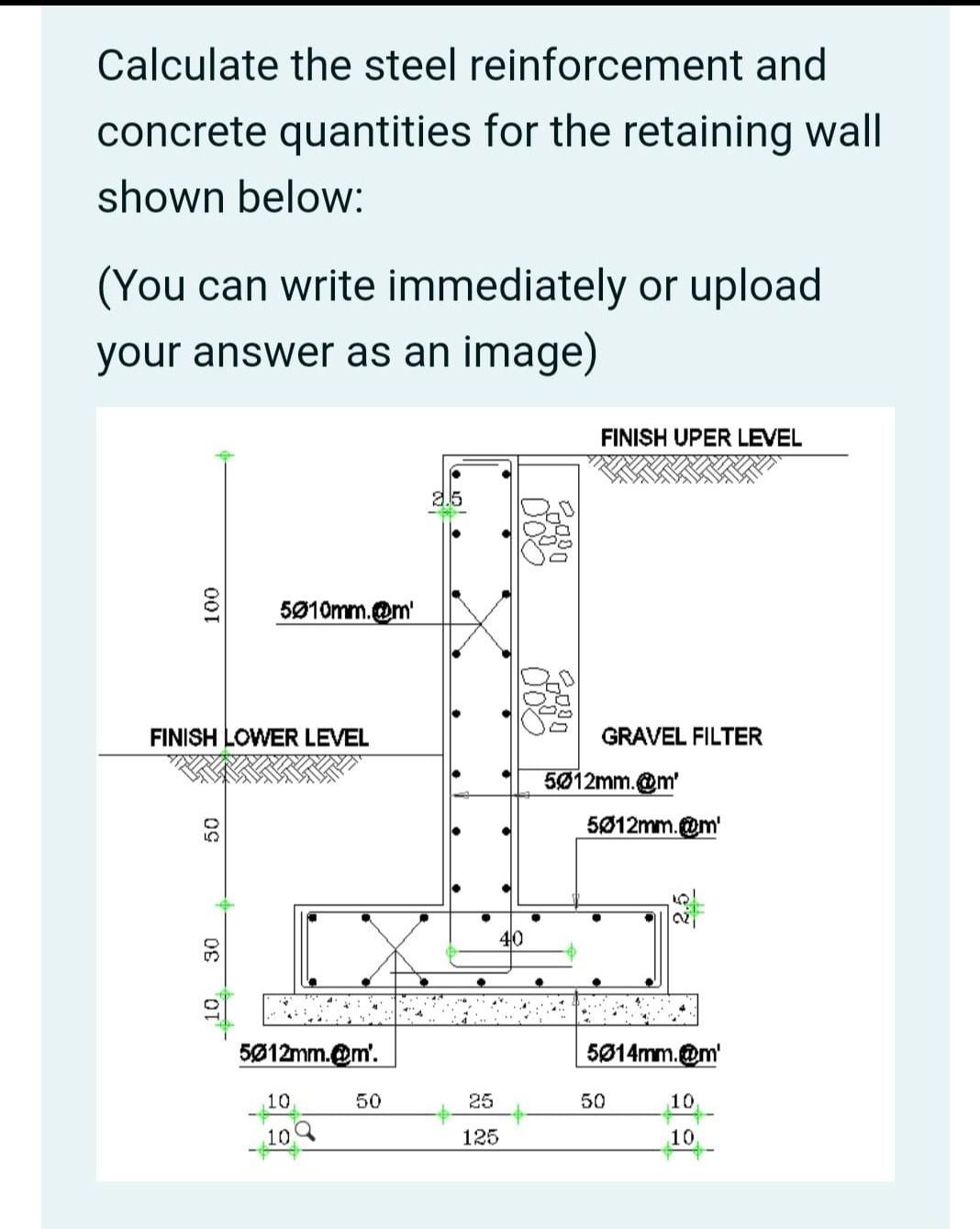 Solved Calculate the steel reinforcement and concrete | Chegg.com