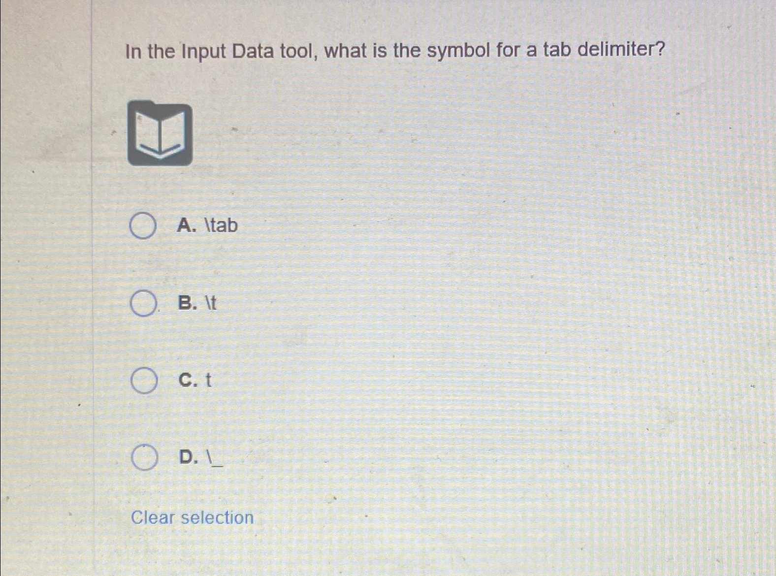 Solved In the Input Data tool, what is the symbol for a tab | Chegg.com