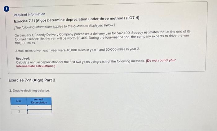 Solved Required information Exercise 7-11 (Algo) Determine | Chegg.com