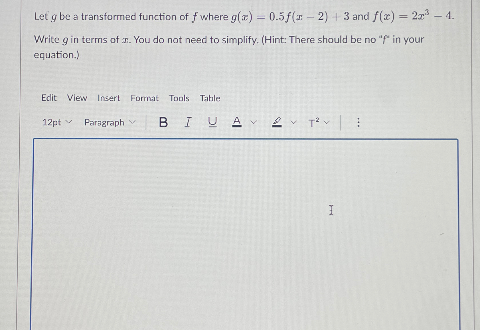 Solved Let g ﻿be a transformed function of f ﻿where | Chegg.com