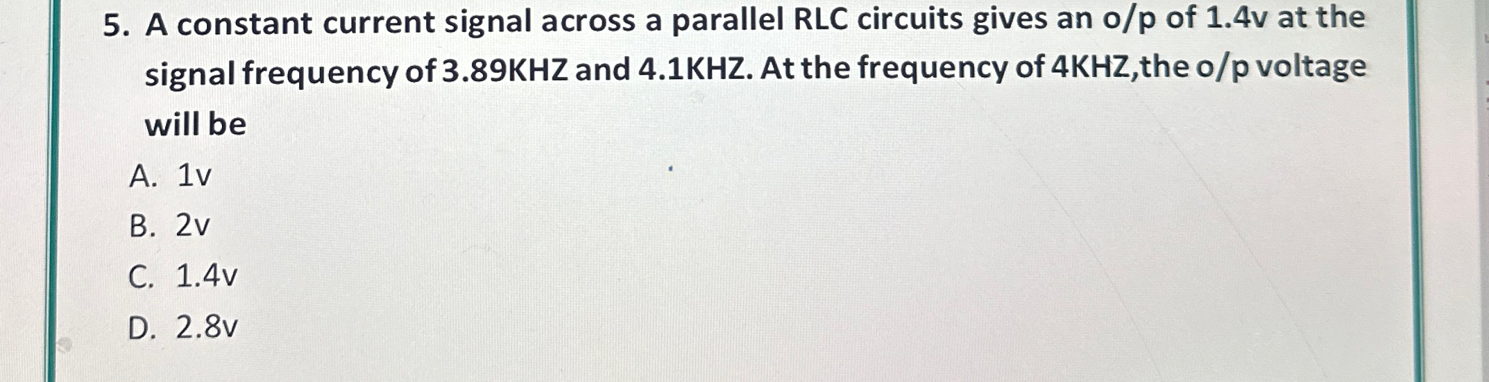 A constant current signal across a parallel RLC | Chegg.com