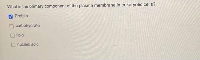 Solved What is the primary component of the plasma membrane | Chegg.com
