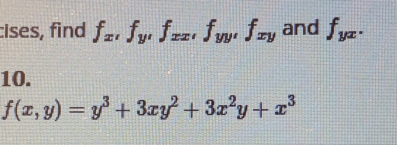 Solved find fx,fy,f×,fyy'fxy ﻿and | Chegg.com