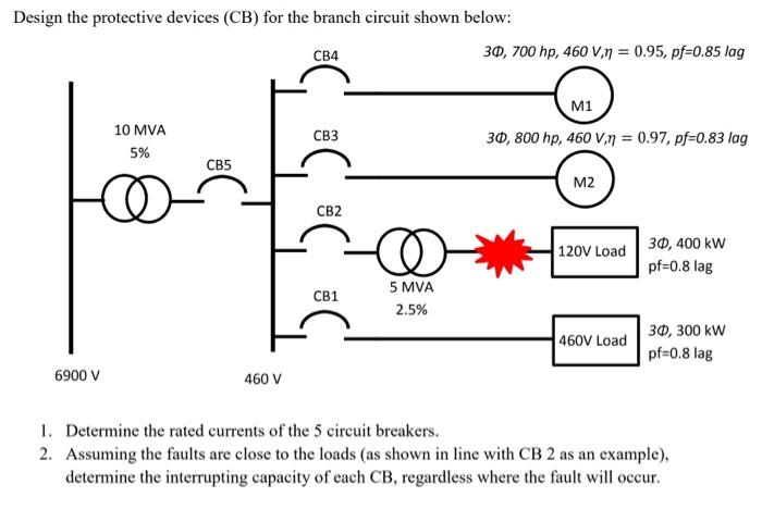 Solved Design the protective devices (CB) for the branch | Chegg.com