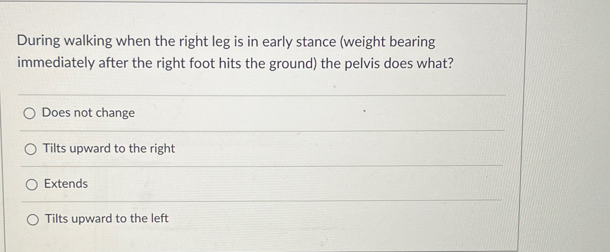 Solved During walking when the right leg is in early stance | Chegg.com