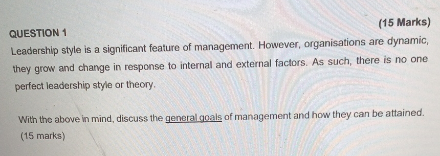 Solved QUESTION 1(15 ﻿Marks)Leadership style is a | Chegg.com