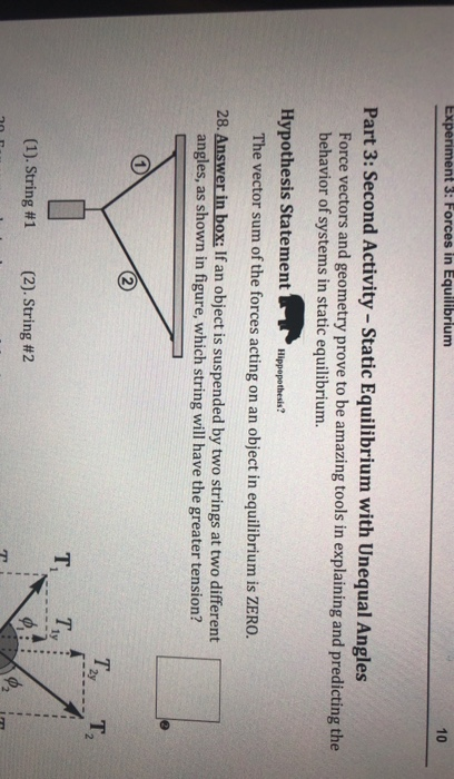 Solved Experiment 3: Forces in Equilibrium 10 Part 3: Second | Chegg.com
