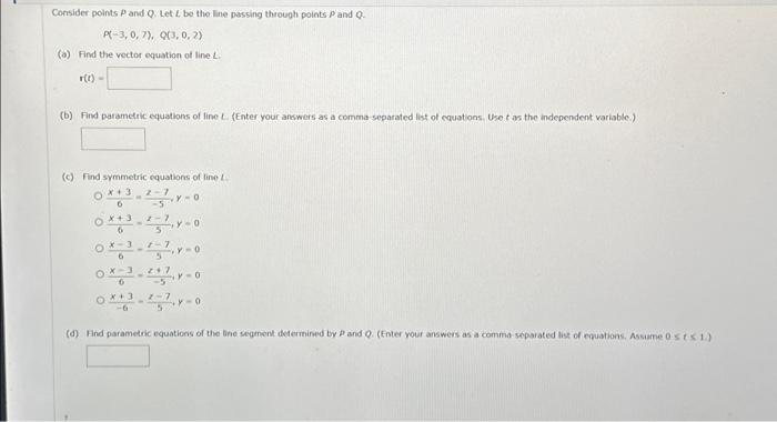 Solved Consider points P and Q. Let L be the line passing | Chegg.com