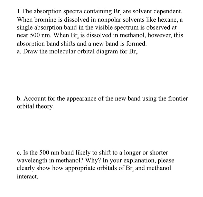 1.The absorption spectra containing Br, are solvent | Chegg.com