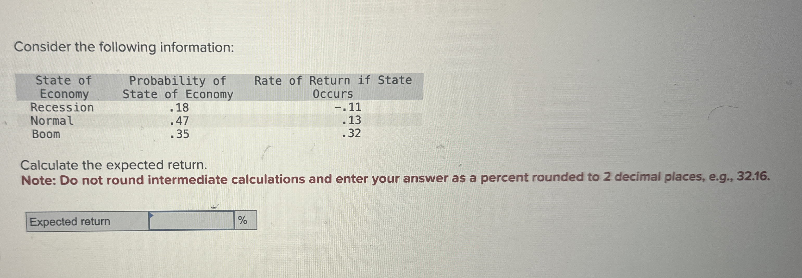 Solved Consider the following information:\table[[State | Chegg.com