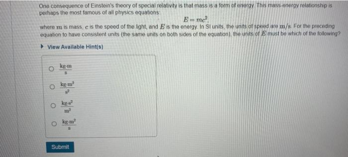 Solved One consequence of Einstein's theory of special | Chegg.com