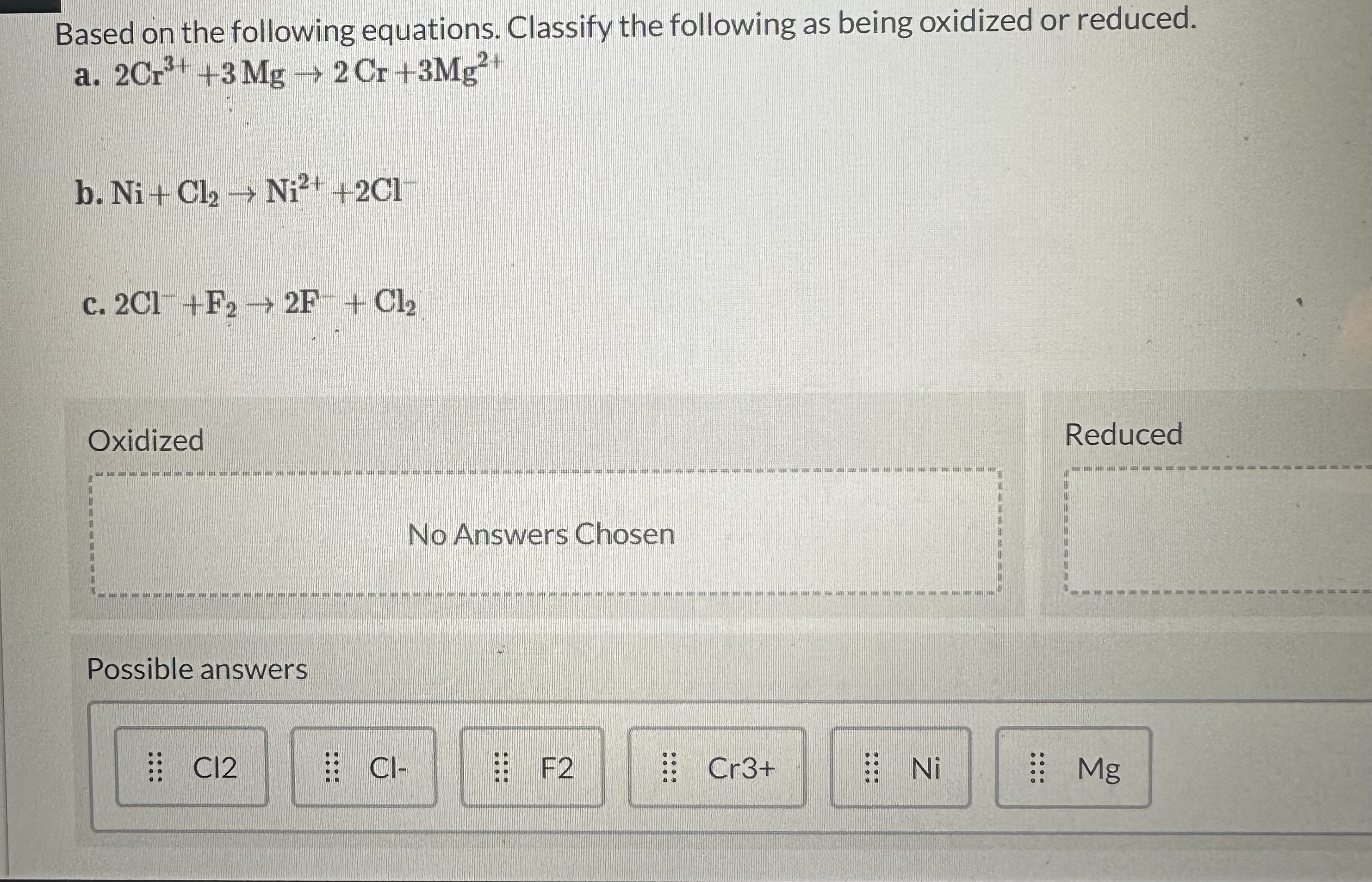 Solved Based on the following equations. Classify the | Chegg.com