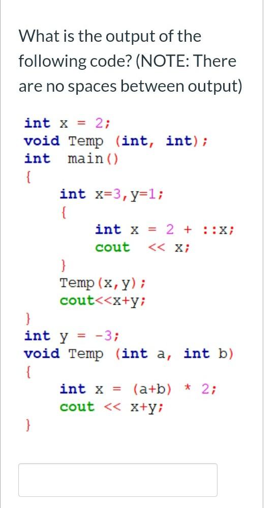 Solved What is the output of the following code? (NOTE: | Chegg.com