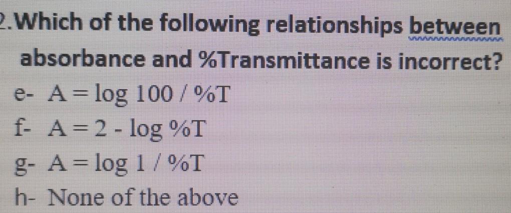 Solved 2. Which of the following relationships between | Chegg.com