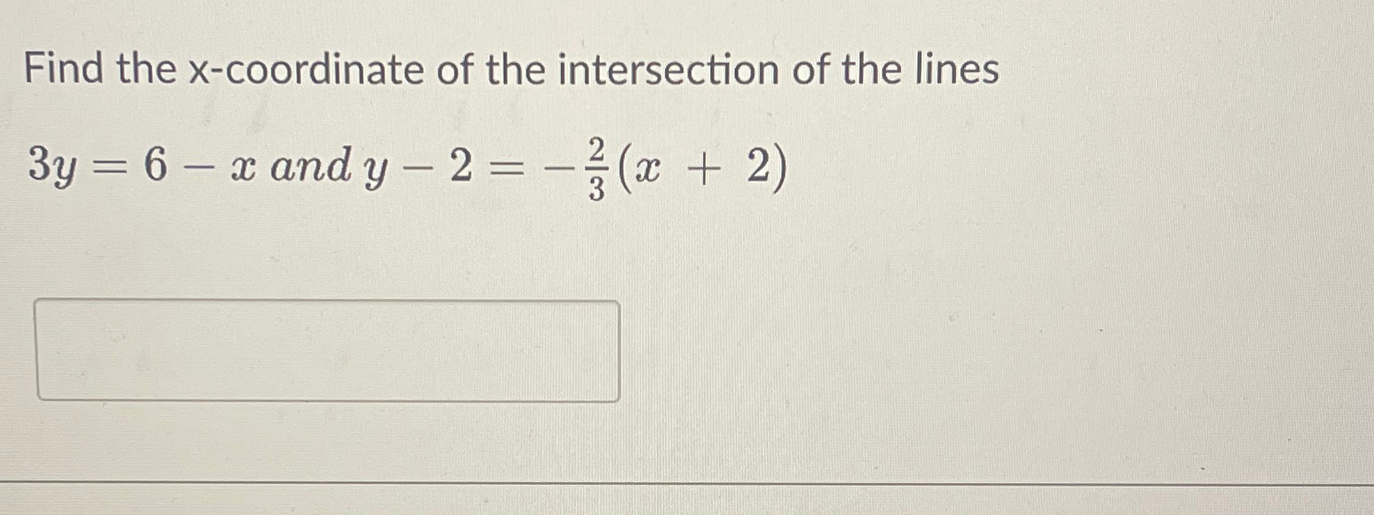 Solved Find the x-coordinate of the intersection of the | Chegg.com