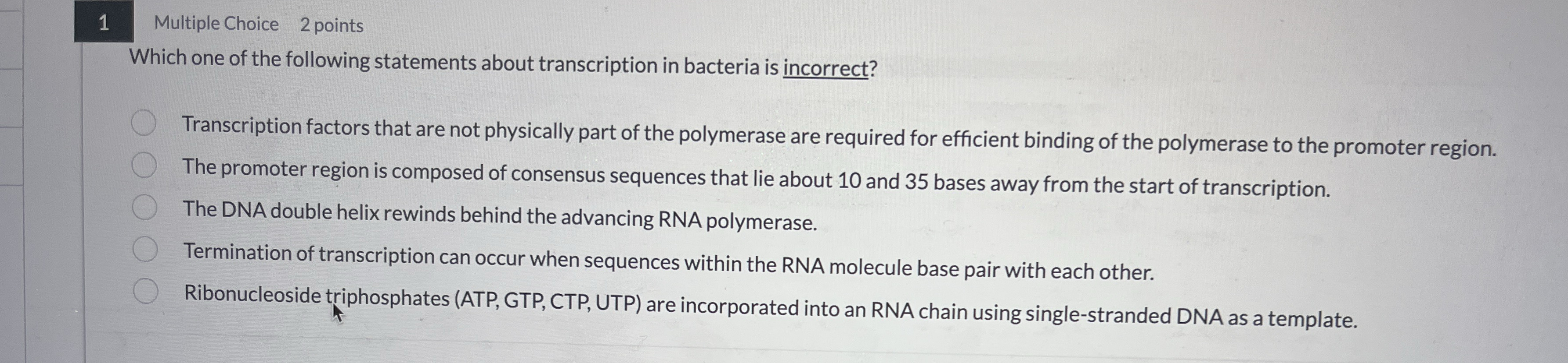 Solved 1Multiple Choice2 pointsWhich one of the following | Chegg.com Solved 1Multiple Choice2 pointsWhich one of the following | Chegg.com