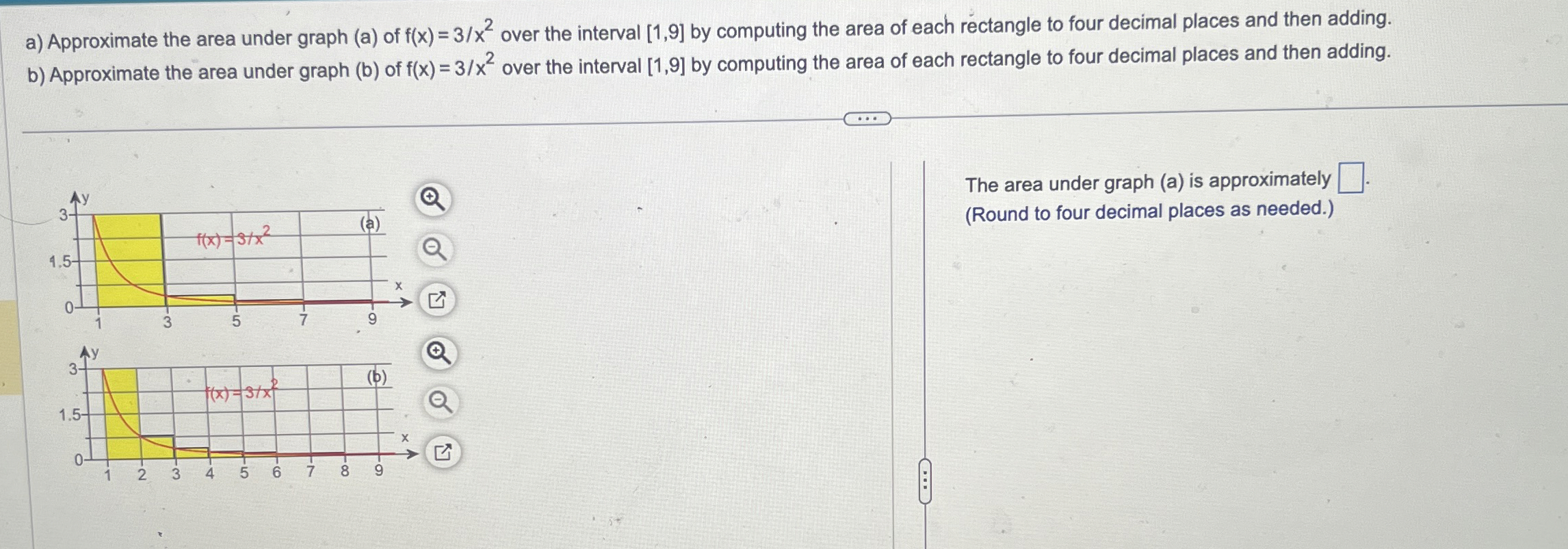 Solved a) ﻿Approximate the area under graph (a) ﻿of f(x)=3x2 | Chegg.com