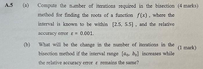 Solved A Compute The Number Of Iterations Required In The