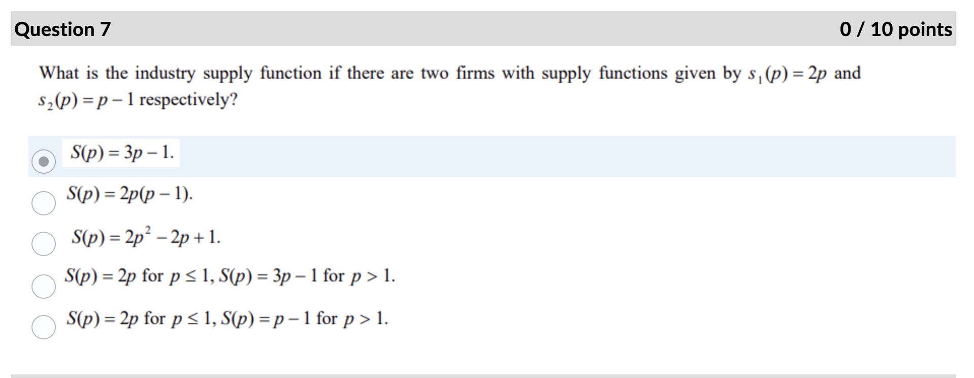 Solved Question 7010 ﻿pointsWhat is the industry supply | Chegg.com