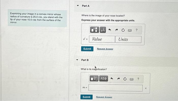 Solved Examining your image in a convex mirror whose radius | Chegg.com