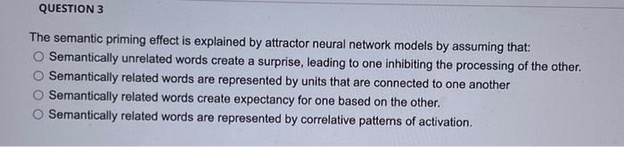 Solved The semantic priming effect is explained by attractor | Chegg.com