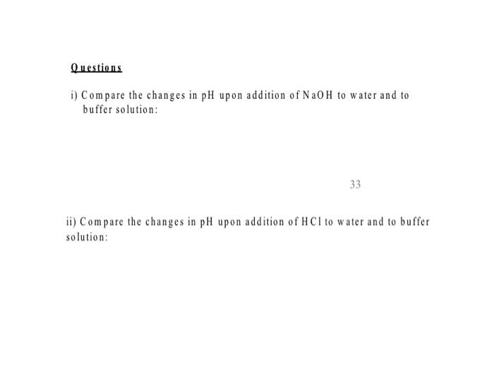 Solved Table IITable IIIB-The Action of a Buffer Solution | Chegg.com