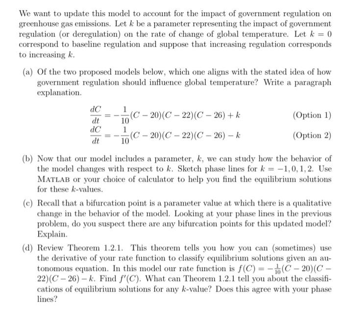 Solved Climate Change Model Part 2: Review the problem and | Chegg.com
