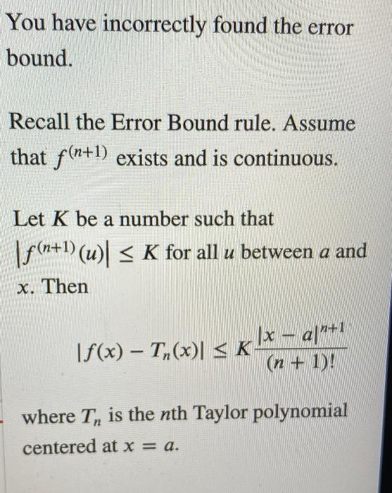 Solved Compute the Taylor polynomial Ts(x) and use the Error | Chegg.com