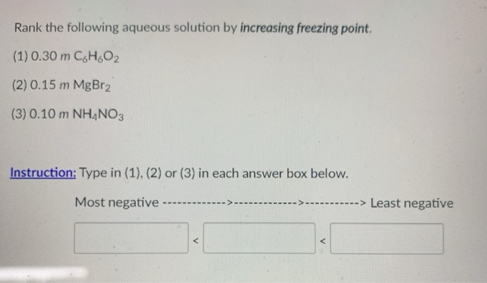 Solved Rank the following aqueous solution by increasing | Chegg.com