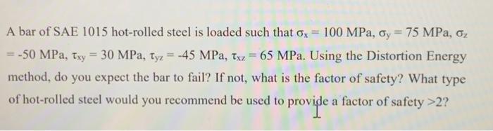 Solved A bar of SAE 1015 hot-rolled steel is loaded such | Chegg.com