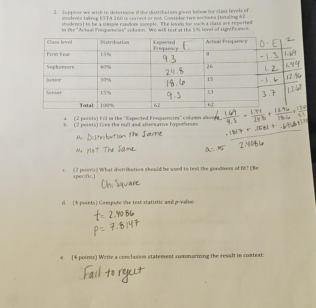 Solved 1. please double check my work! 2. Suppose we wish to | Chegg.com