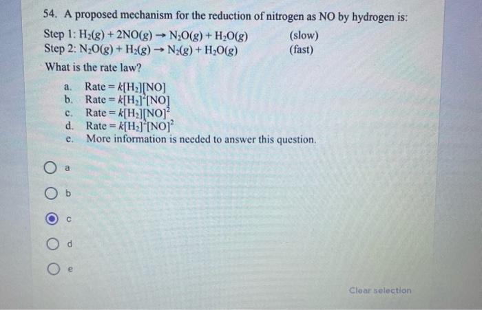 Solved 54. A proposed mechanism for the reduction of | Chegg.com