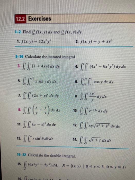 Solved 1-2 Find ∫0yf(x,y)dx and ∫6∫f(x,y)dy. 1. | Chegg.com