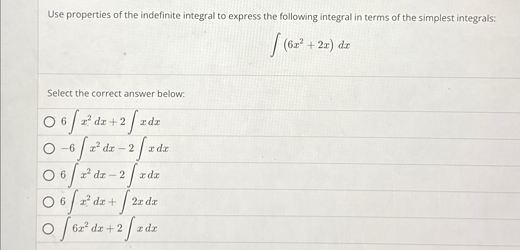 Solved Use properties of the indefinite integral to express | Chegg.com