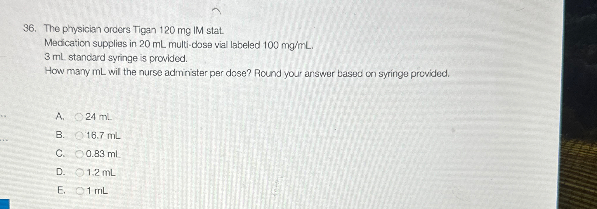 Solved The physician orders Tigan 120mgIM stat.Medication | Chegg.com