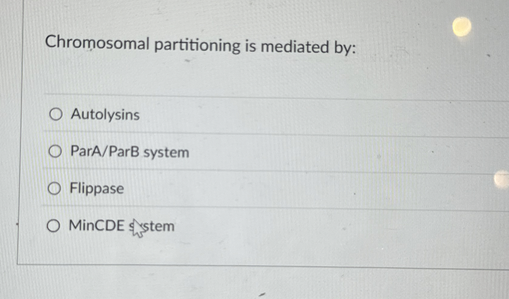 Solved Chromosomal partitioning is mediated | Chegg.com