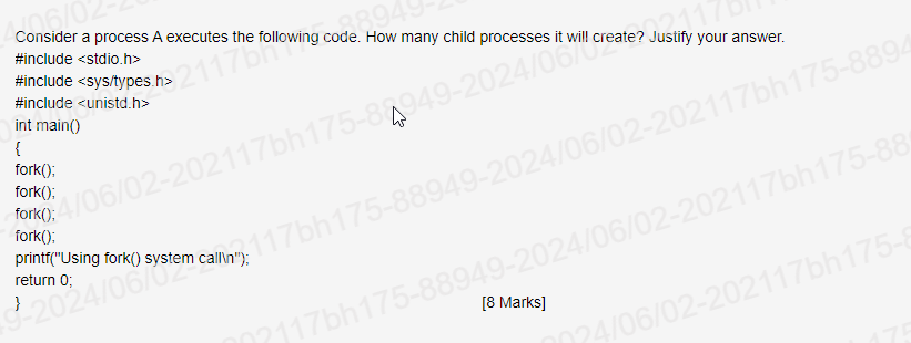 Solved Consider a process A executes the following code. How | Chegg.com