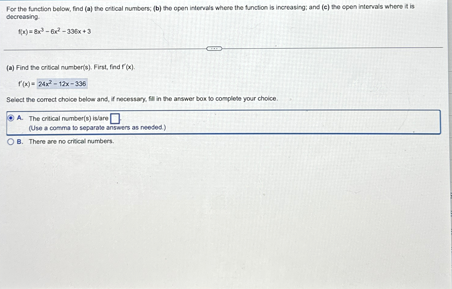 Solved For the function below, find (a) ﻿the critical | Chegg.com
