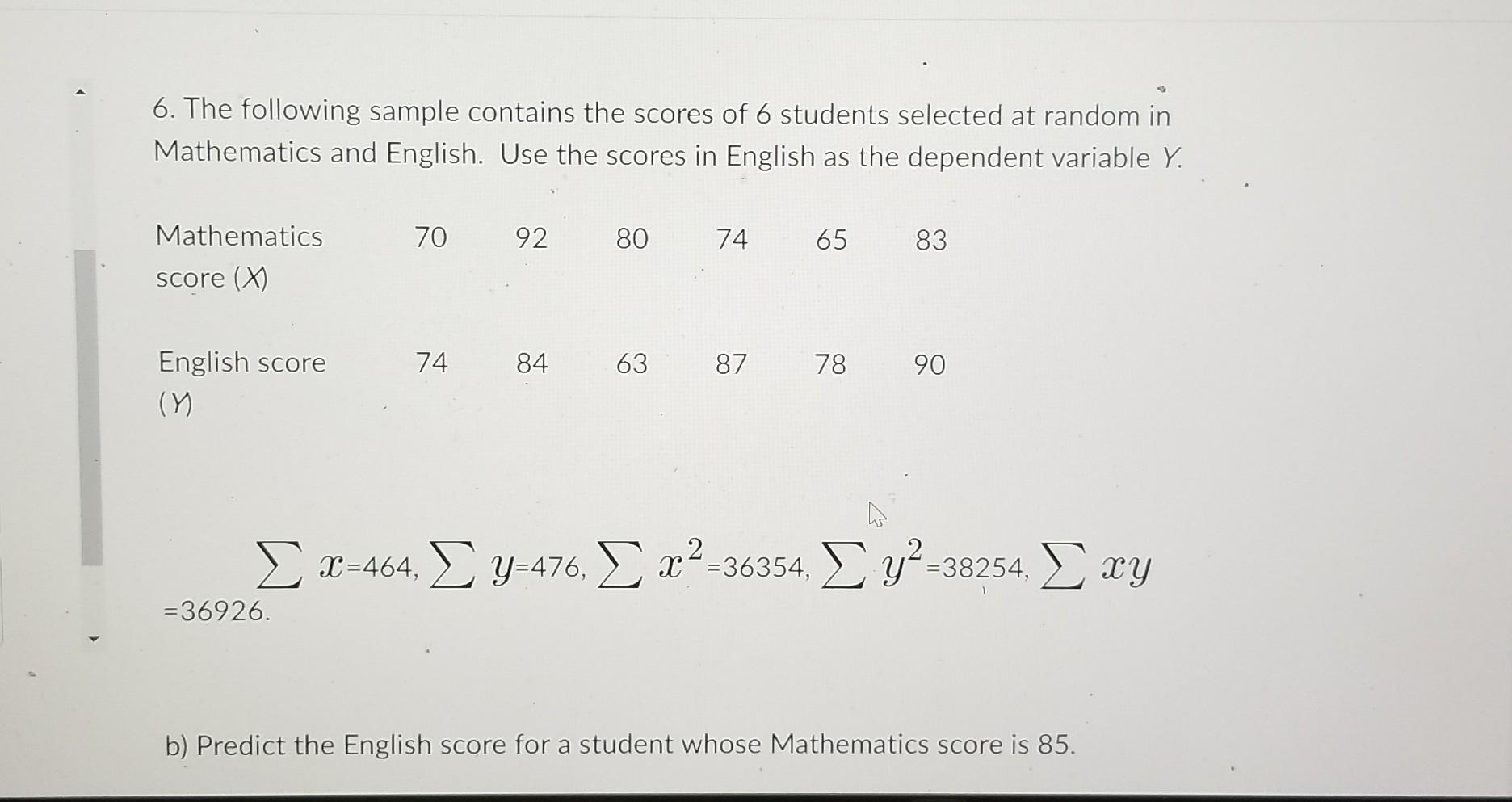 Solved 6. The following sample contains the scores of 6 | Chegg.com