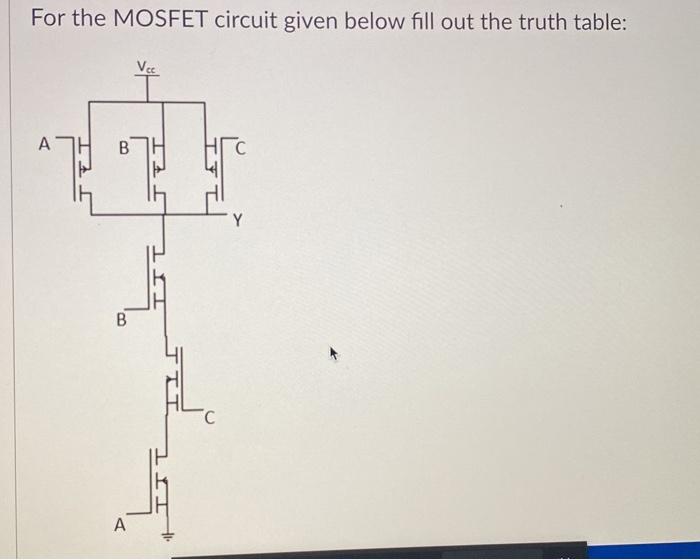 Solved For the MOSFET circuit given below fill out the truth | Chegg.com