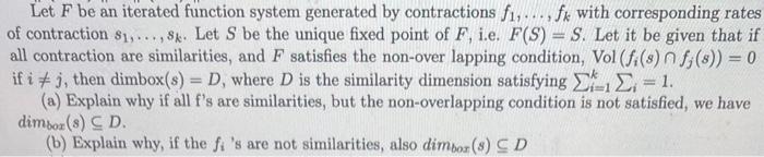 Solved Let F Be An Iterated Function System Generated By
