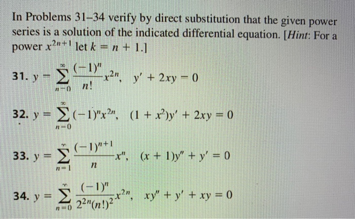 Solved In Problems 31-34 verify by direct substitution that | Chegg.com