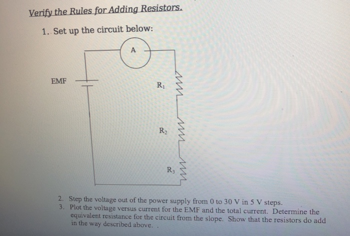 Solved Verify the Rules for Adding Resistors. 1. Set up the | Chegg.com