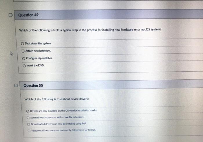 Solved D Question 49 Which of the following is NOT a typical | Chegg.com