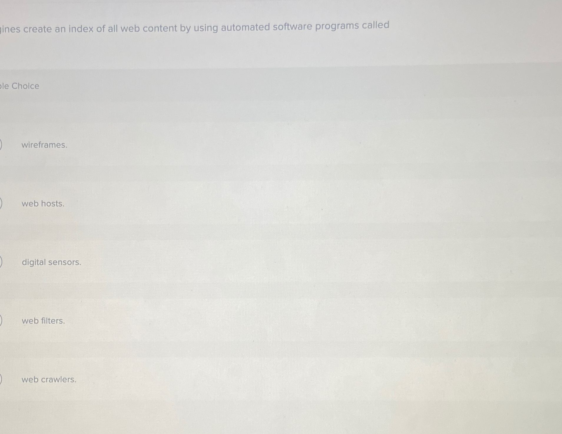Solved ines create an index of all web content by using | Chegg.com