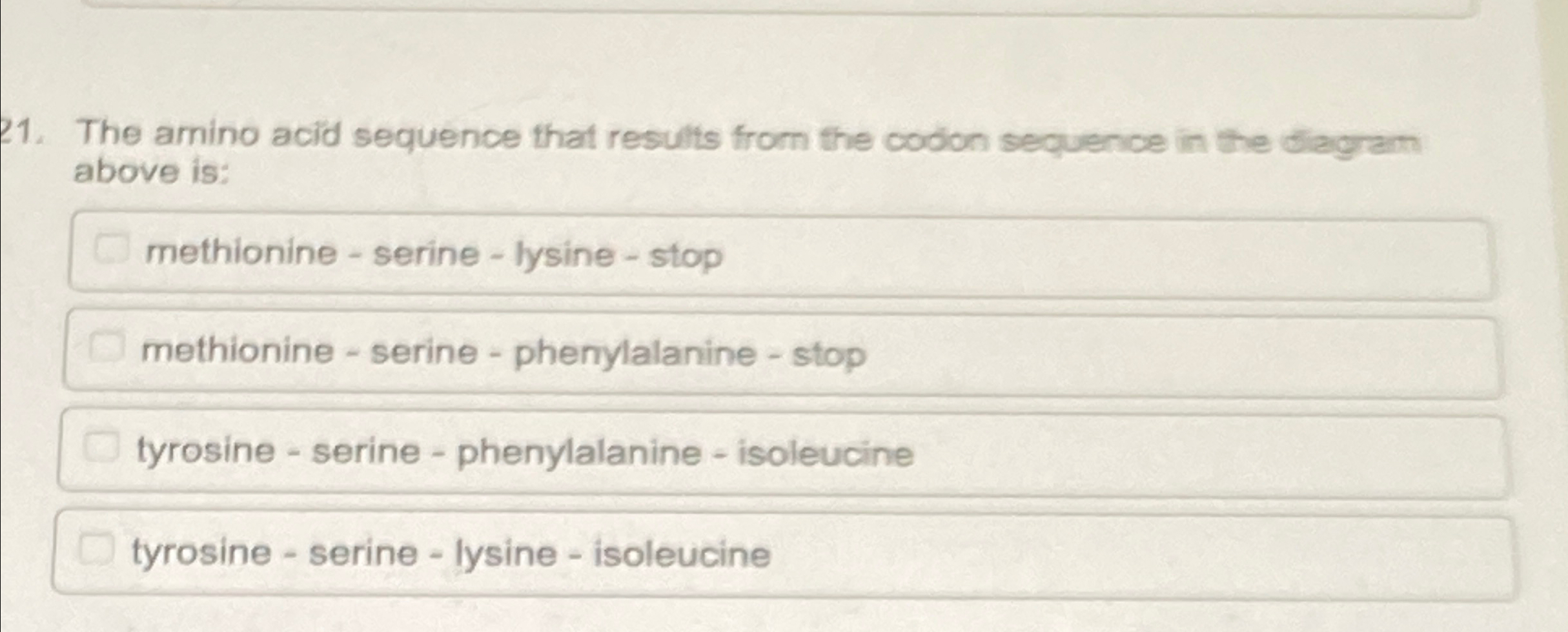 Solved The amino acid sequence that results from the codon | Chegg.com