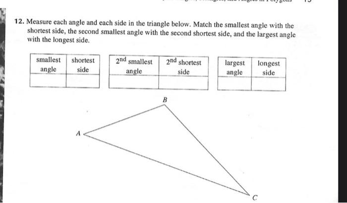 Solved 2. Measure each angle and each side in the triangle | Chegg.com