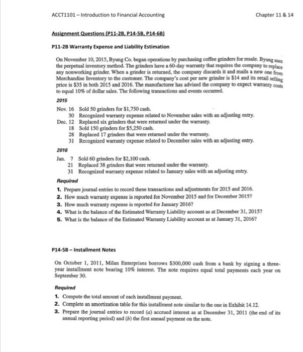 Solved ACCT1101 - Introduction to Financial Accounting | Chegg.com