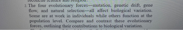 Solved 2. The four evolutionary forces--mutation, genetic | Chegg.com
