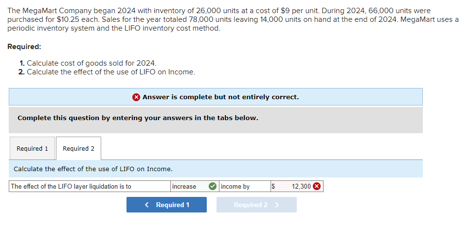Solved The MegaMart Company began 2024 ﻿with inventory of | Chegg.com